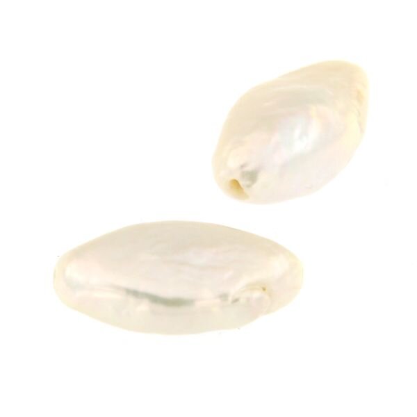 SW Zuchtperle weiß raute flach dgb. 16 x 8 mm - Goldschmiede und Juwe